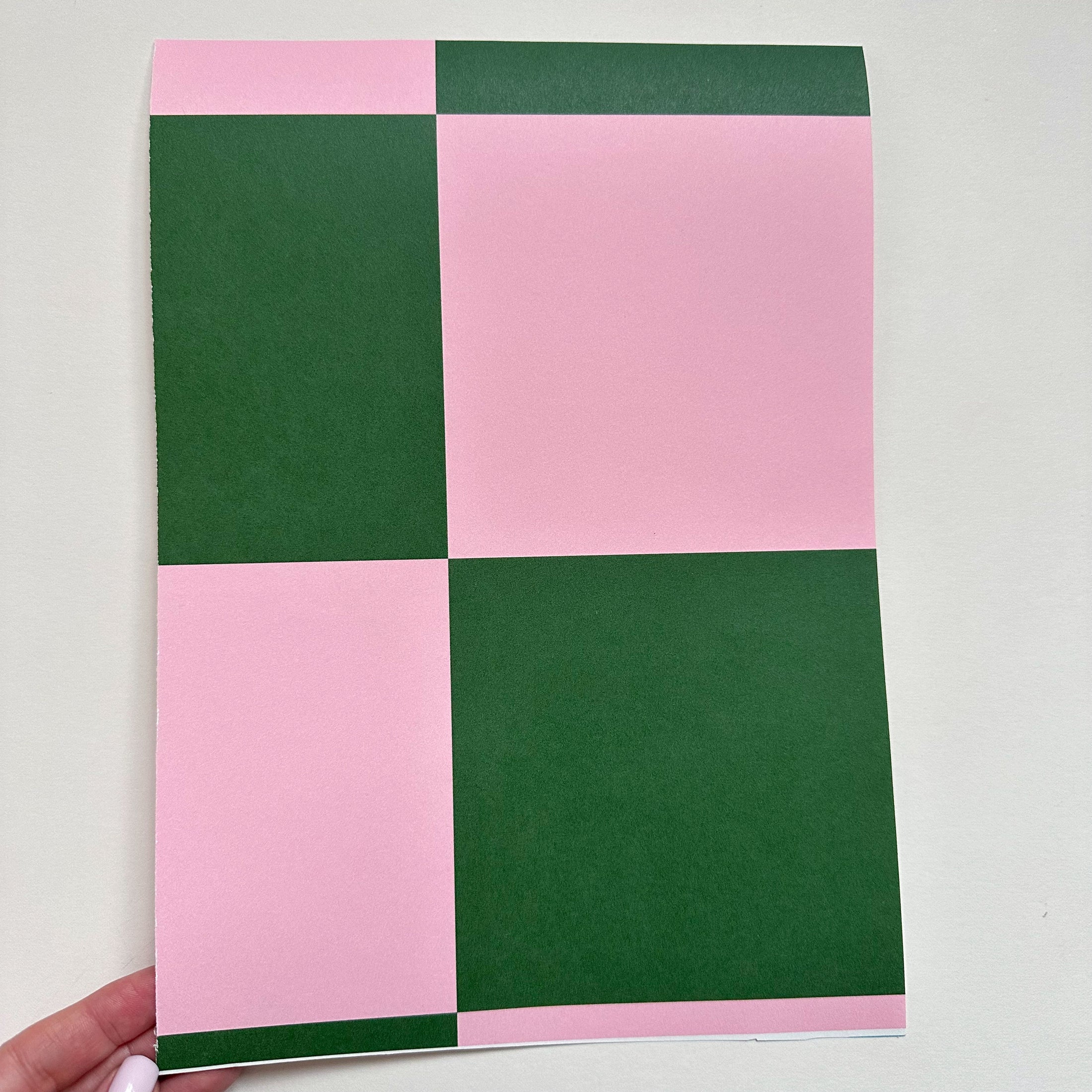 ‘Checkmate’ Checkerboard Wallpaper in Forest Green and Pink colours ...