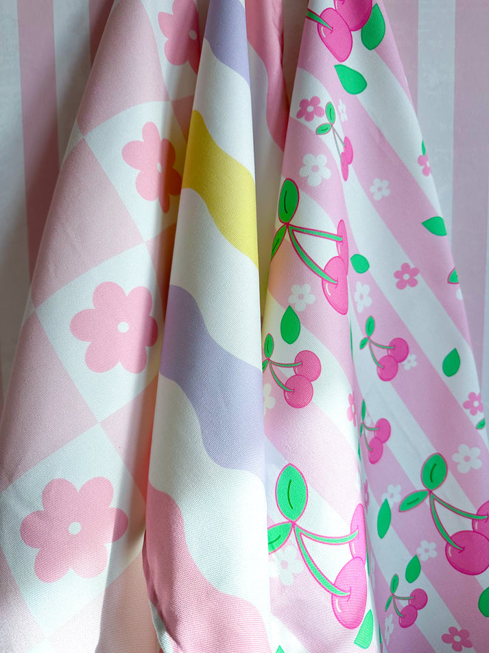 ‘Daisy Dreams’ pink daisy checkered tea towel | pastel kitchen towel ...