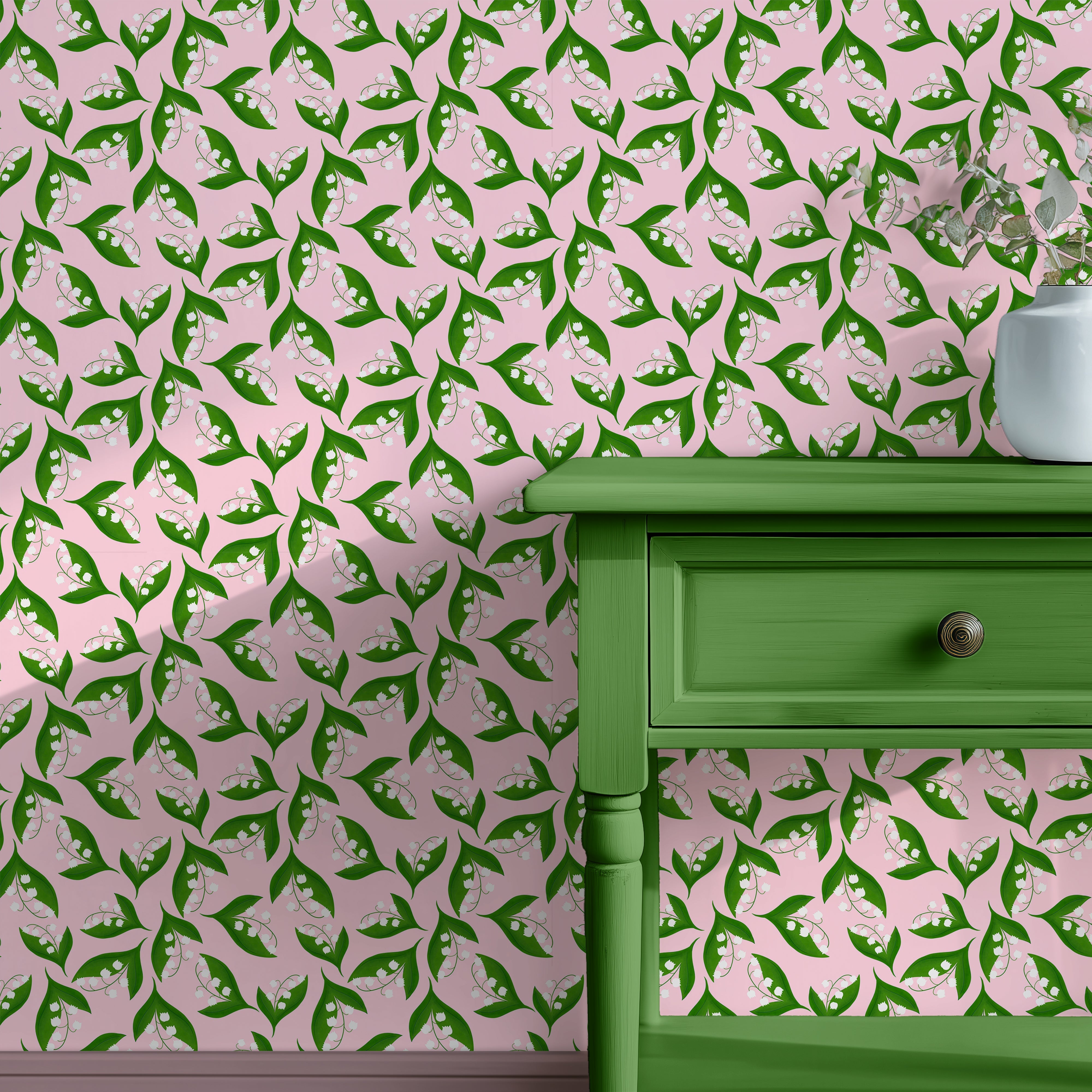 Lily of the Valley wallpaper in pink | Pink elegant floral wallpaper ...
