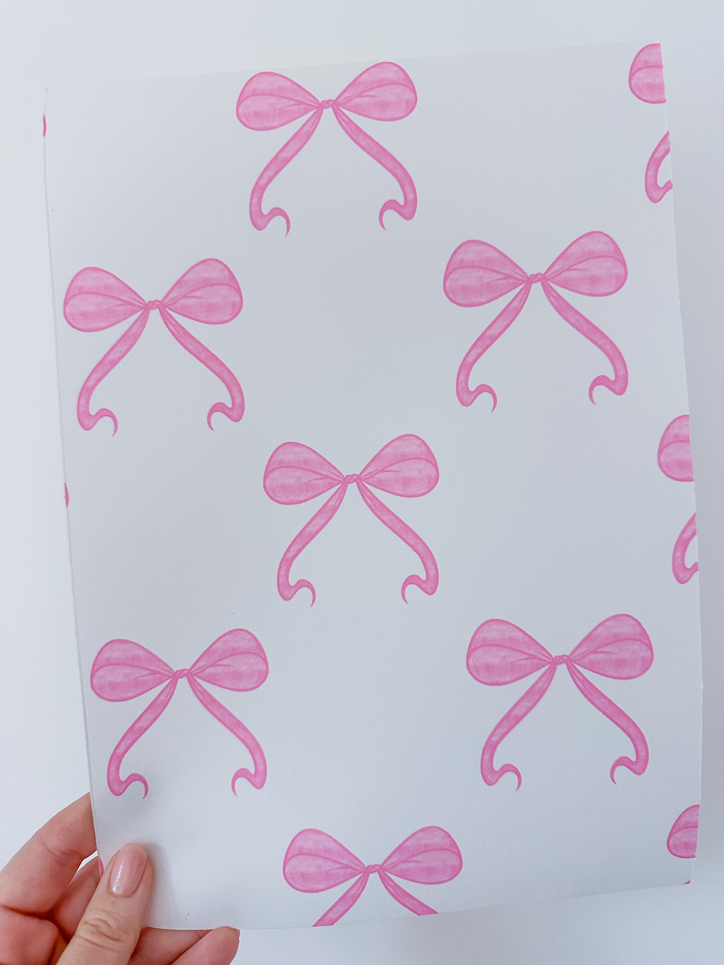 'A Bowtiful Day' bow wallpaper in pink | Pastel pink watercolour bows ...